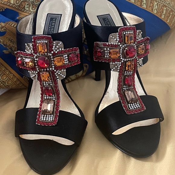 Versace | Shoes | Versace 28 Tribute Byzantine Cross Jewel Crystal ...